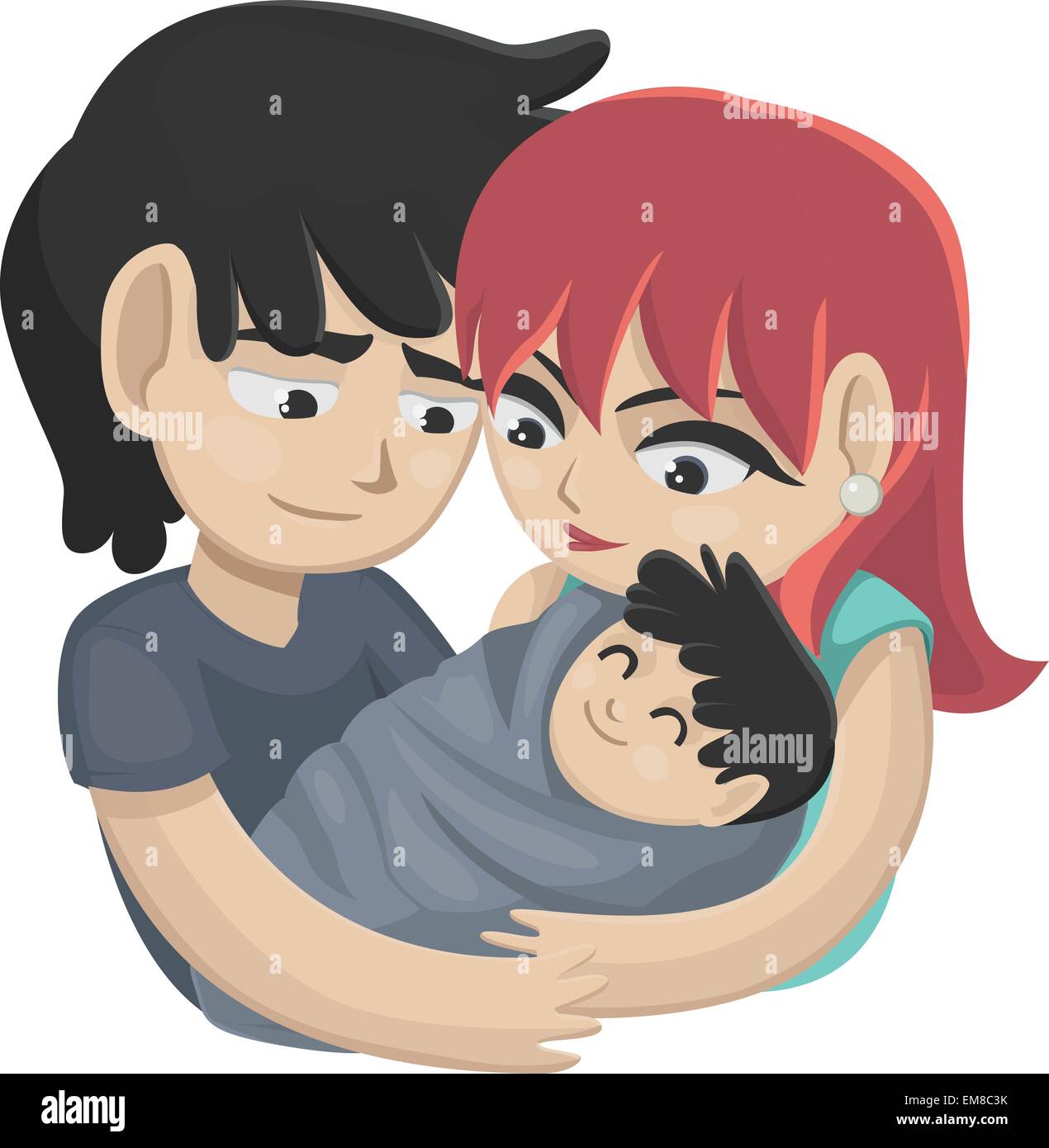 Couple holding baby Stock Vector Images - Alamy