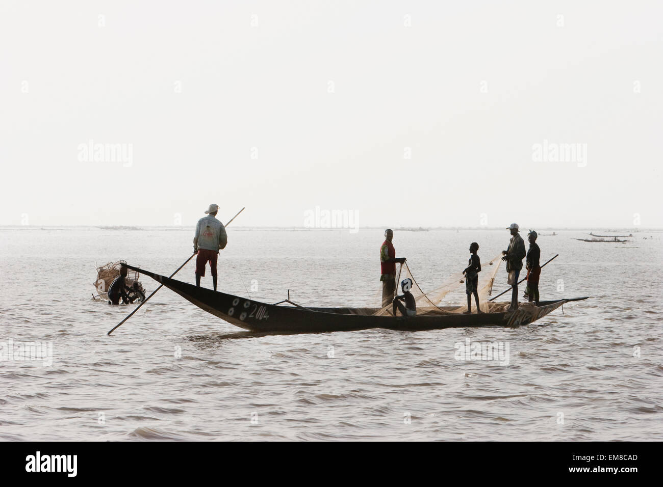Fishing boat on Lake Debo, formed by the seasonal flooding of the Niger ...