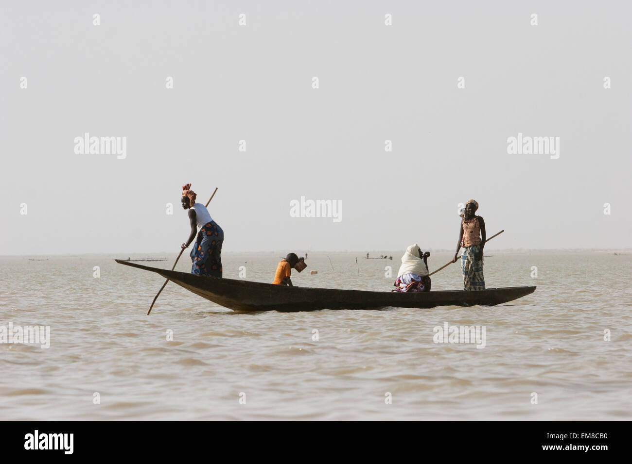 Fishing boat on Lake Debo, formed by the seasonal flooding of the Niger ...
