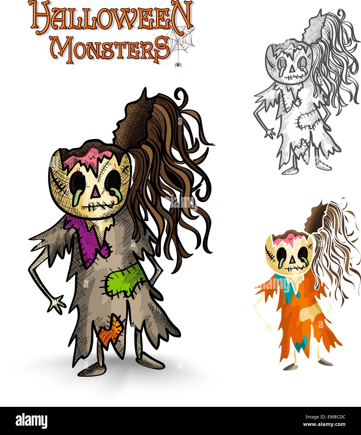 Halloween monsters scary cartoon rotten zombie EPS10 file Stock Vector ...