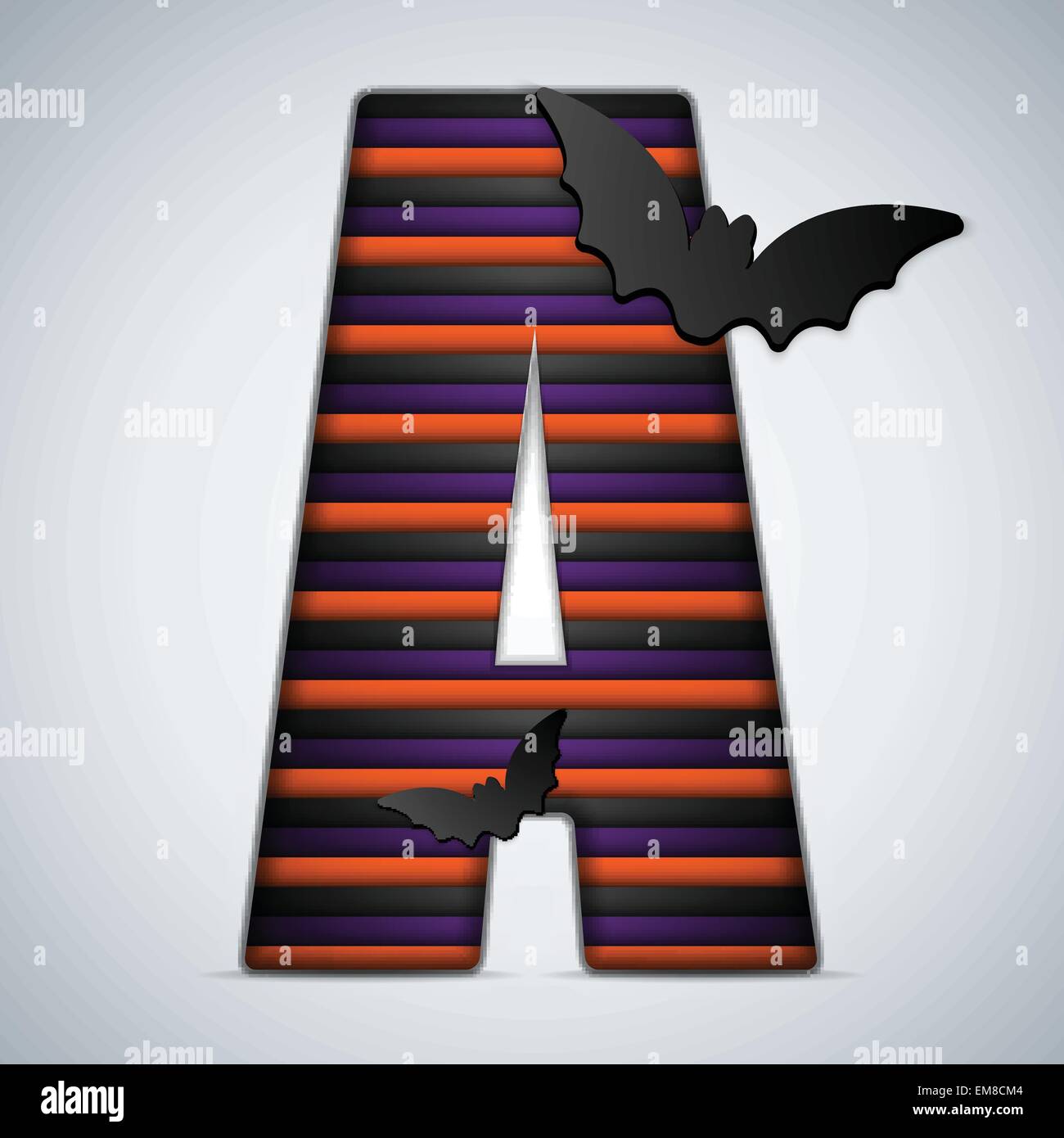 Halloween Bat Alphabet Letters Stripe Black Orange Purple Stock Vector ...