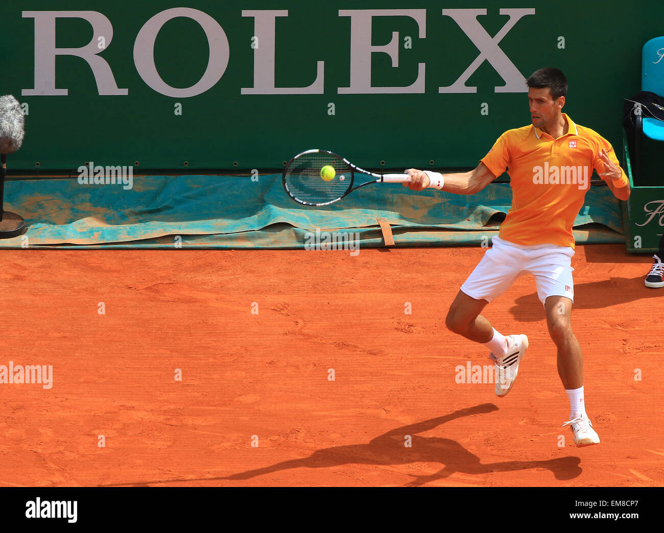 Monte Carlo, Monaco. 17th Apr, 2015. Novak Djokovic in action against ...
