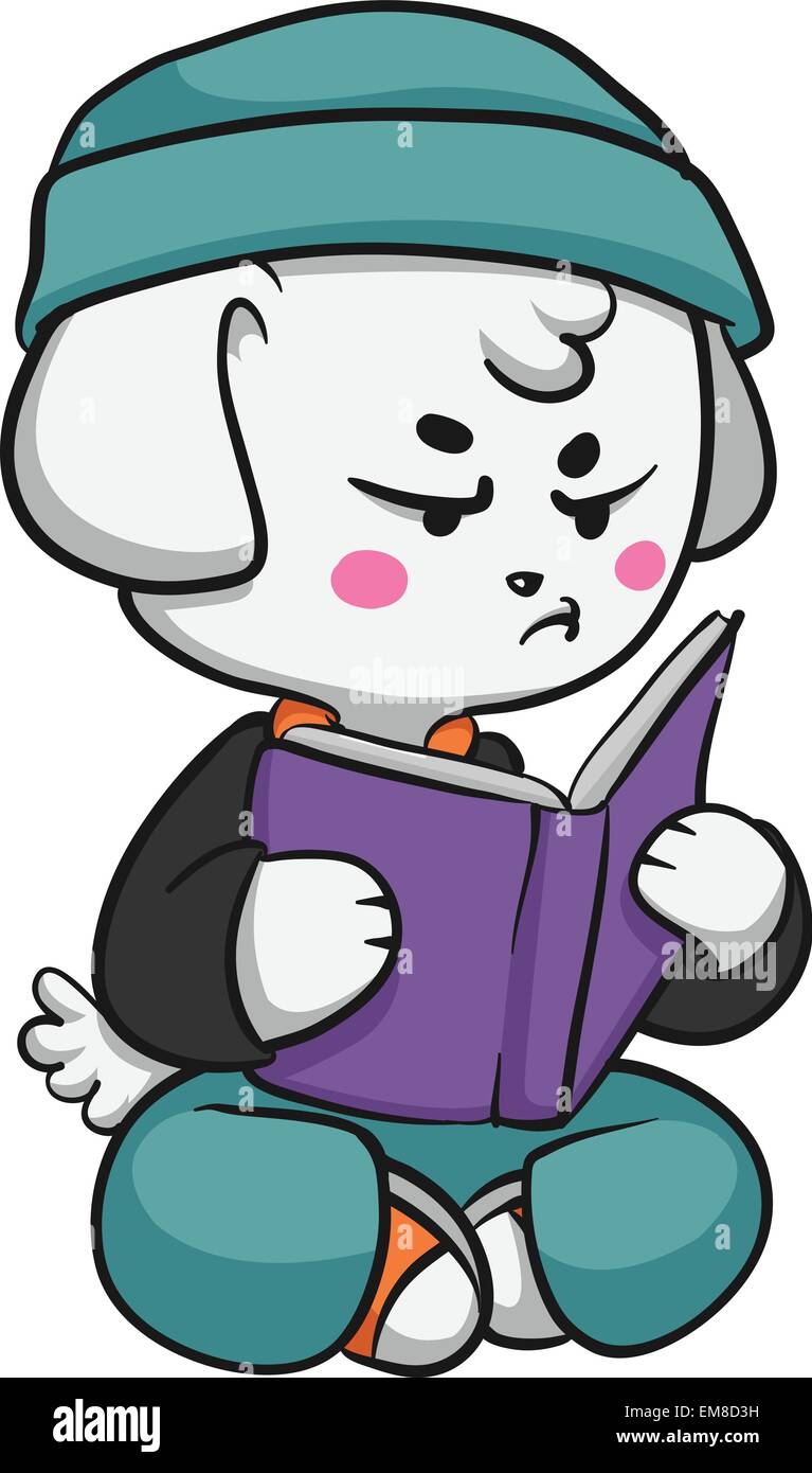Cartoon dog reading book hi-res stock photography and images - Alamy