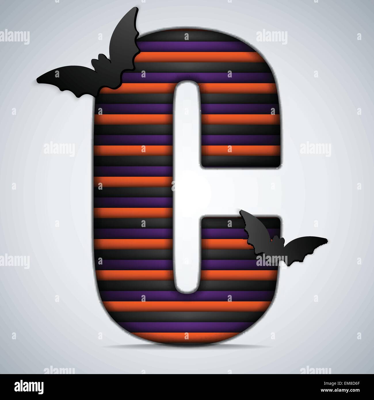 Halloween Bat Alphabet Letters Stripe Black Orange Purple Stock Vector ...