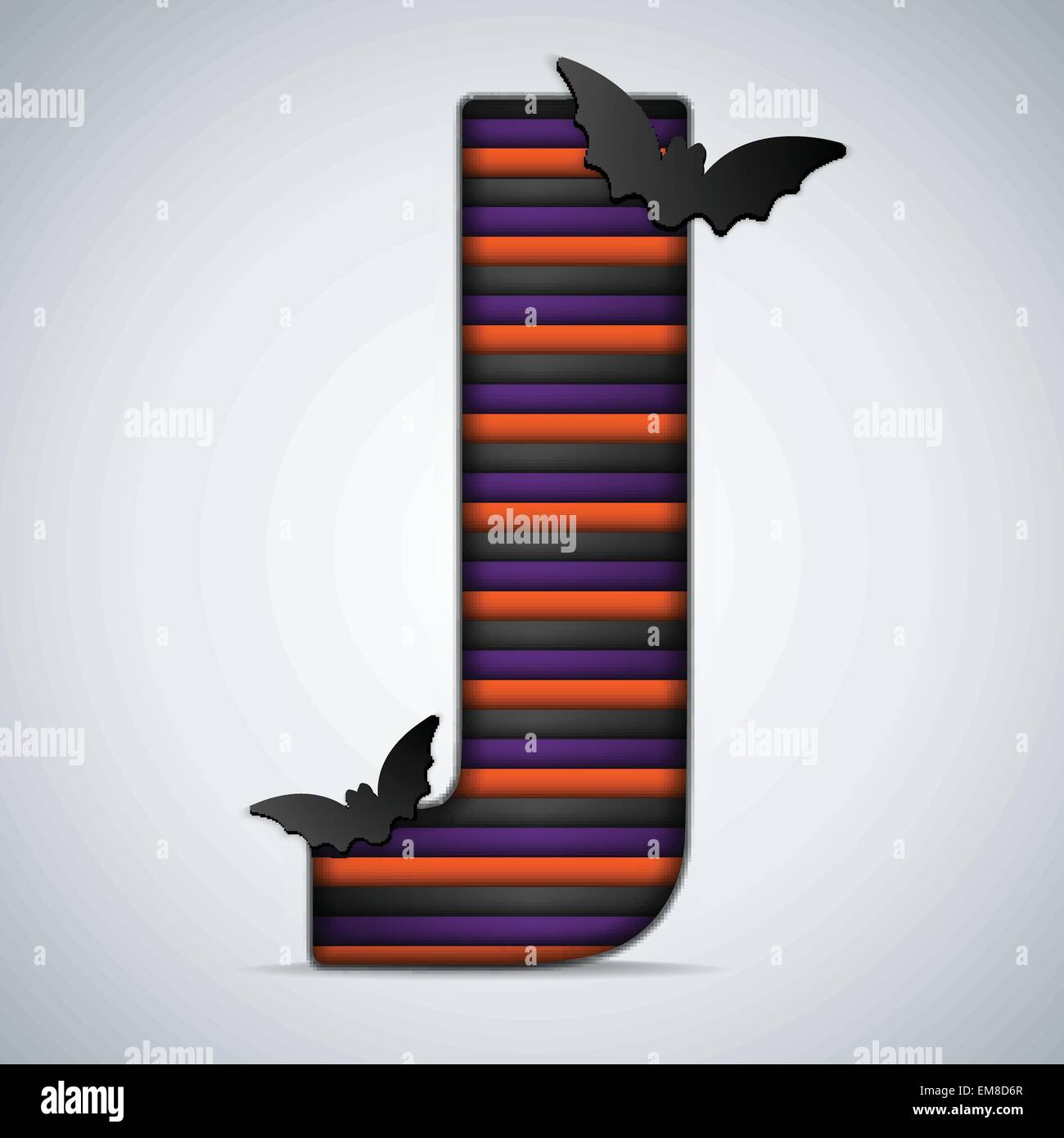 Halloween Bat Alphabet Letters Stripe Black Orange Purple Stock Vector ...
