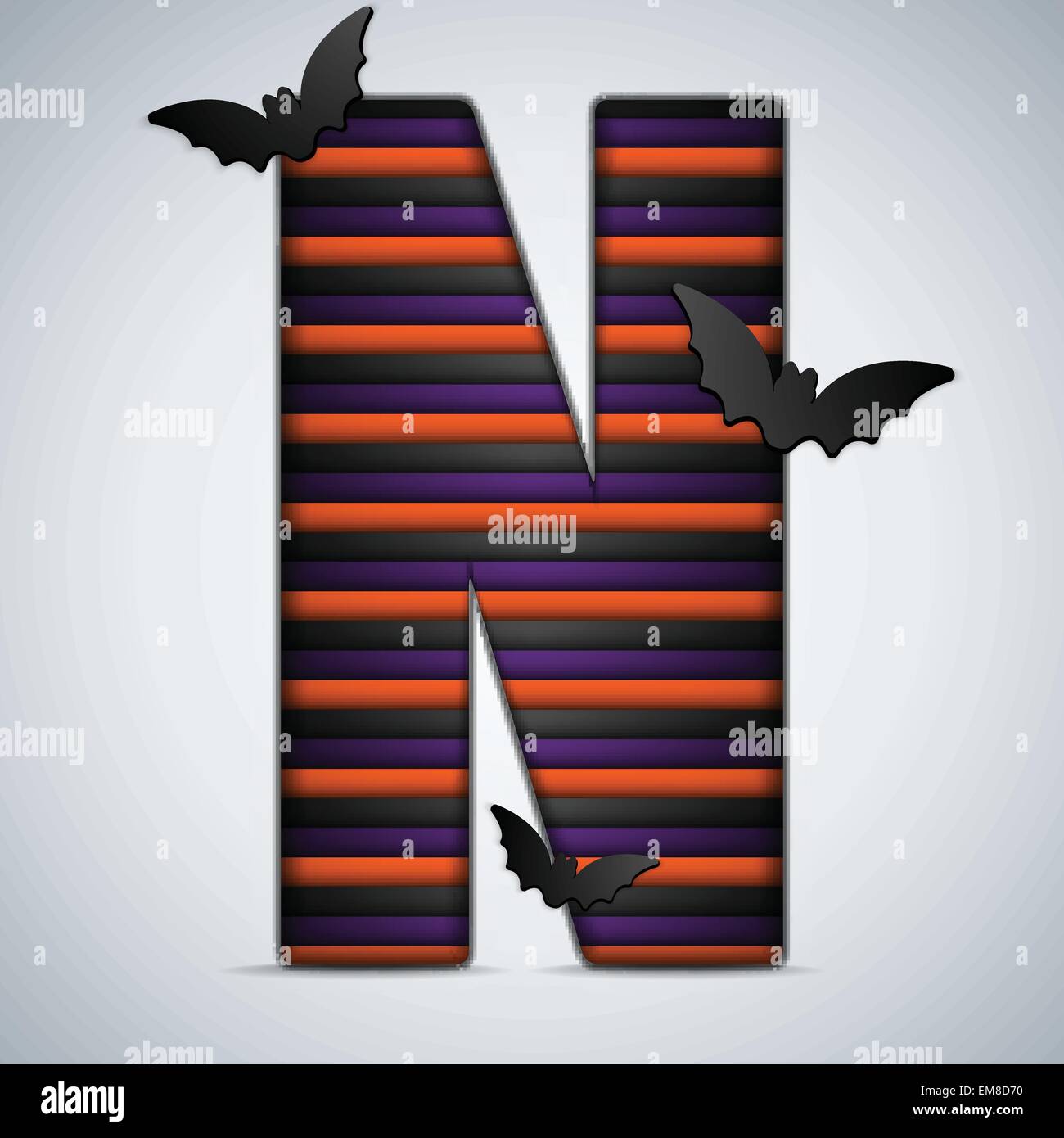 Halloween Bat Alphabet Letters Stripe Black Orange Purple Stock Vector ...