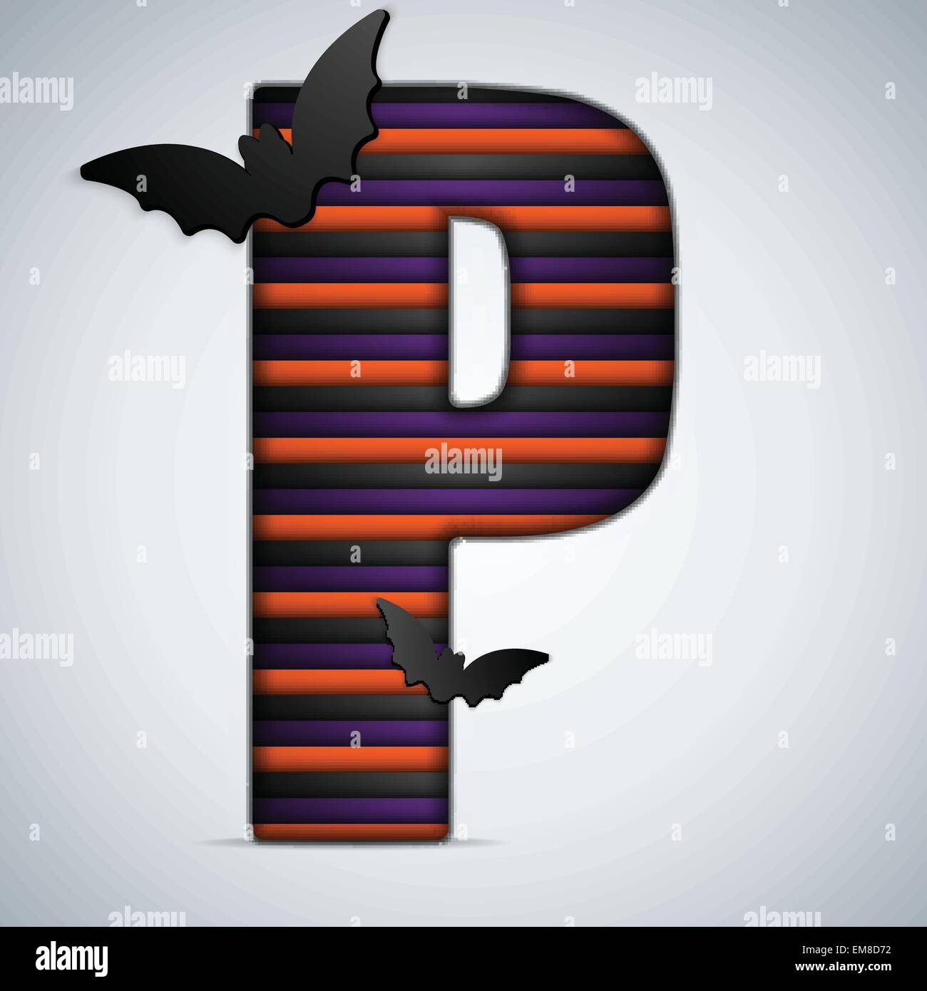 Halloween Bat Alphabet Letters Stripe Black Orange Purple Stock Vector ...