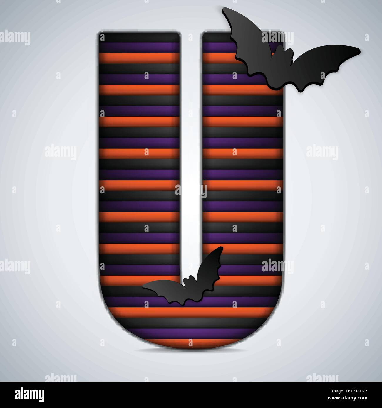 Halloween Bat Alphabet Letters Stripe Black Orange Purple Stock Vector ...