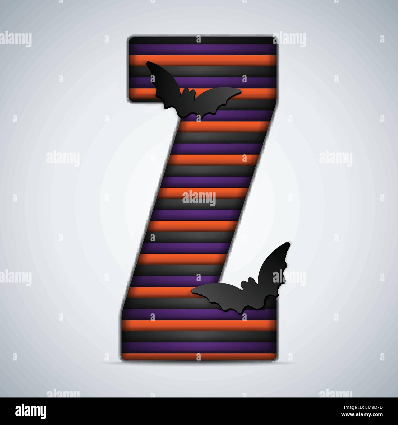 Halloween Bat Alphabet Letters Stripe Black Orange Purple Stock Vector ...