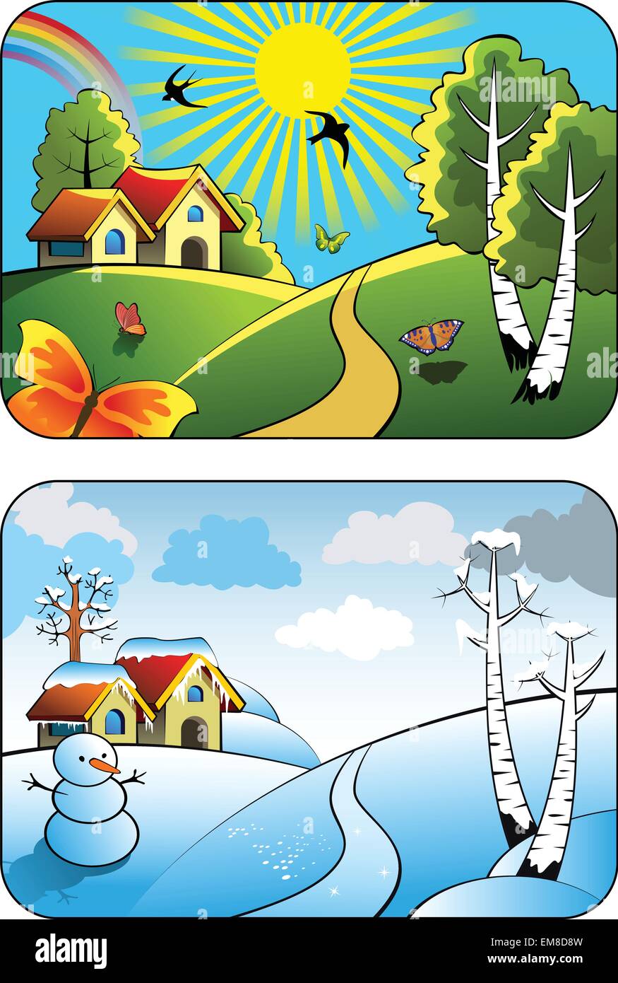 Estate home winter Stock Vector Images - Alamy
