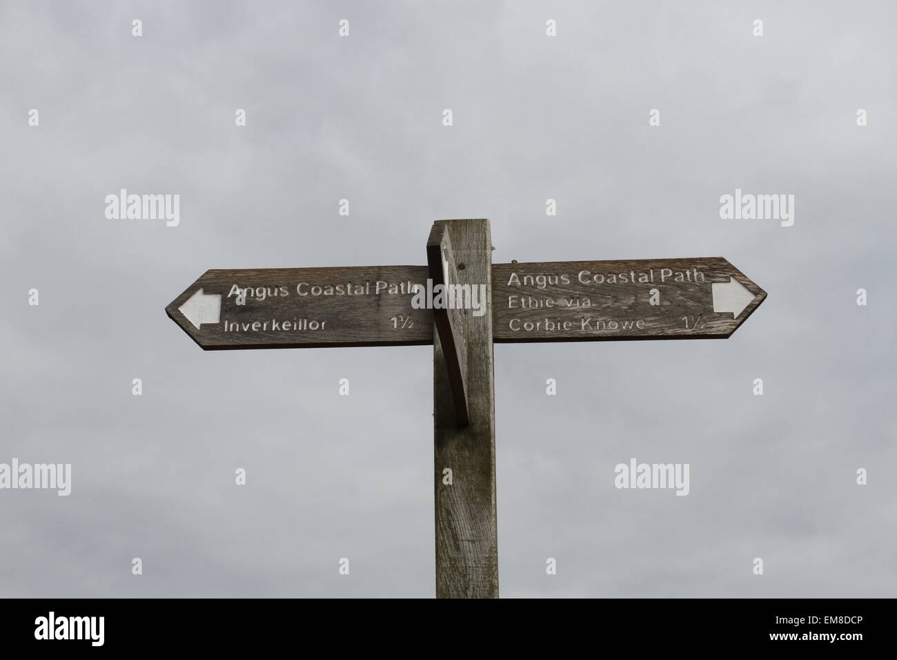 Sign on Angus Coastal Path near Lunan Bay Scotland April 2015 Stock ...