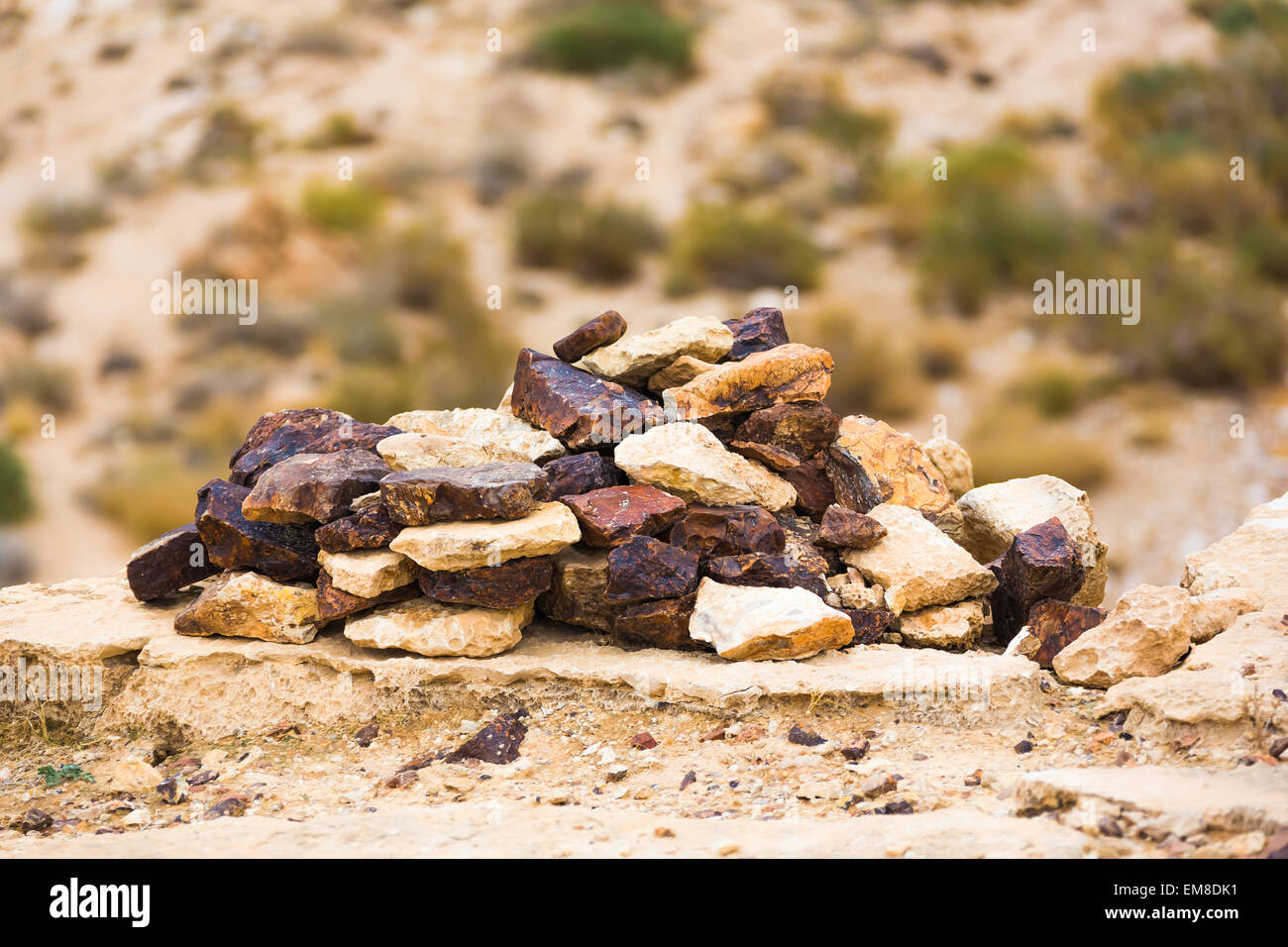 pile of stacked stones in the desert Stock Photo - Alamy