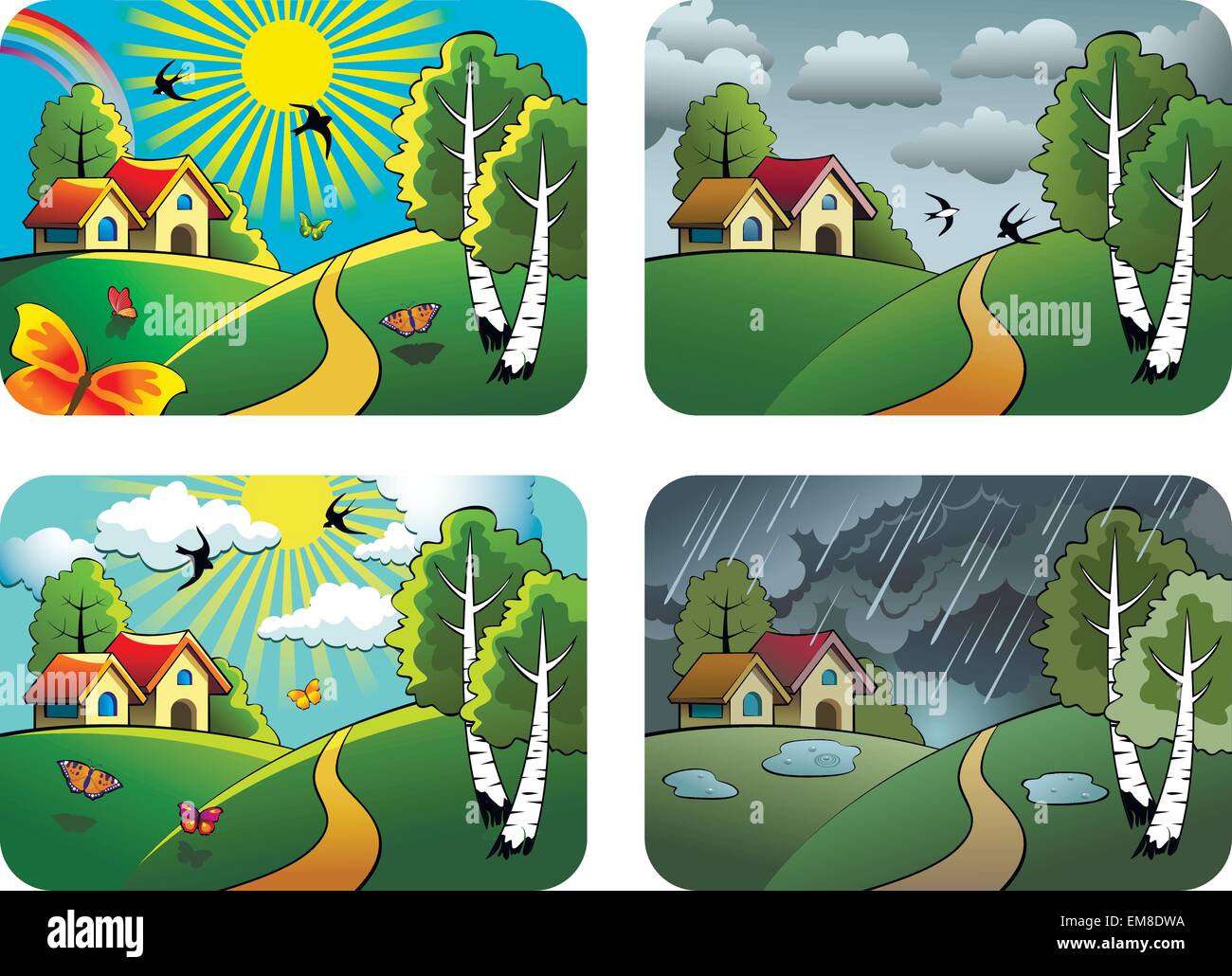 Set different weather landscapes Stock Vector Images - Alamy
