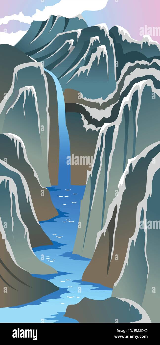 Chinese landscape painting mountain Stock Vector Images - Alamy