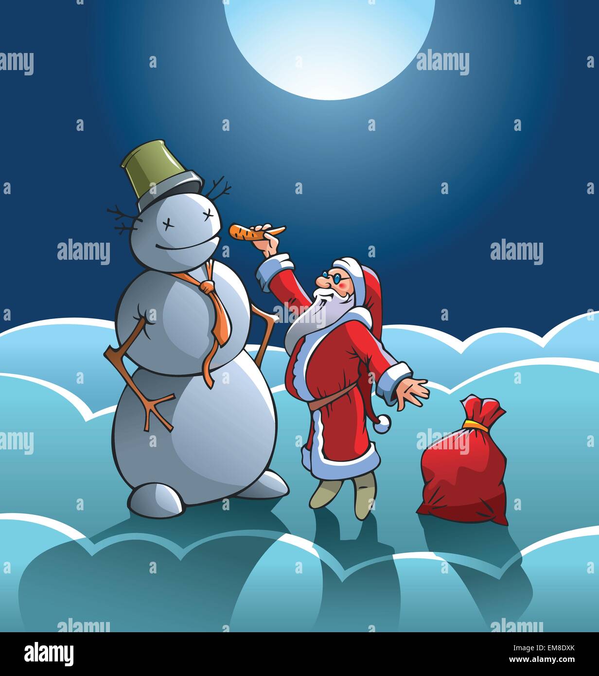 Santa And Snowman Stock Vector Image And Art Alamy