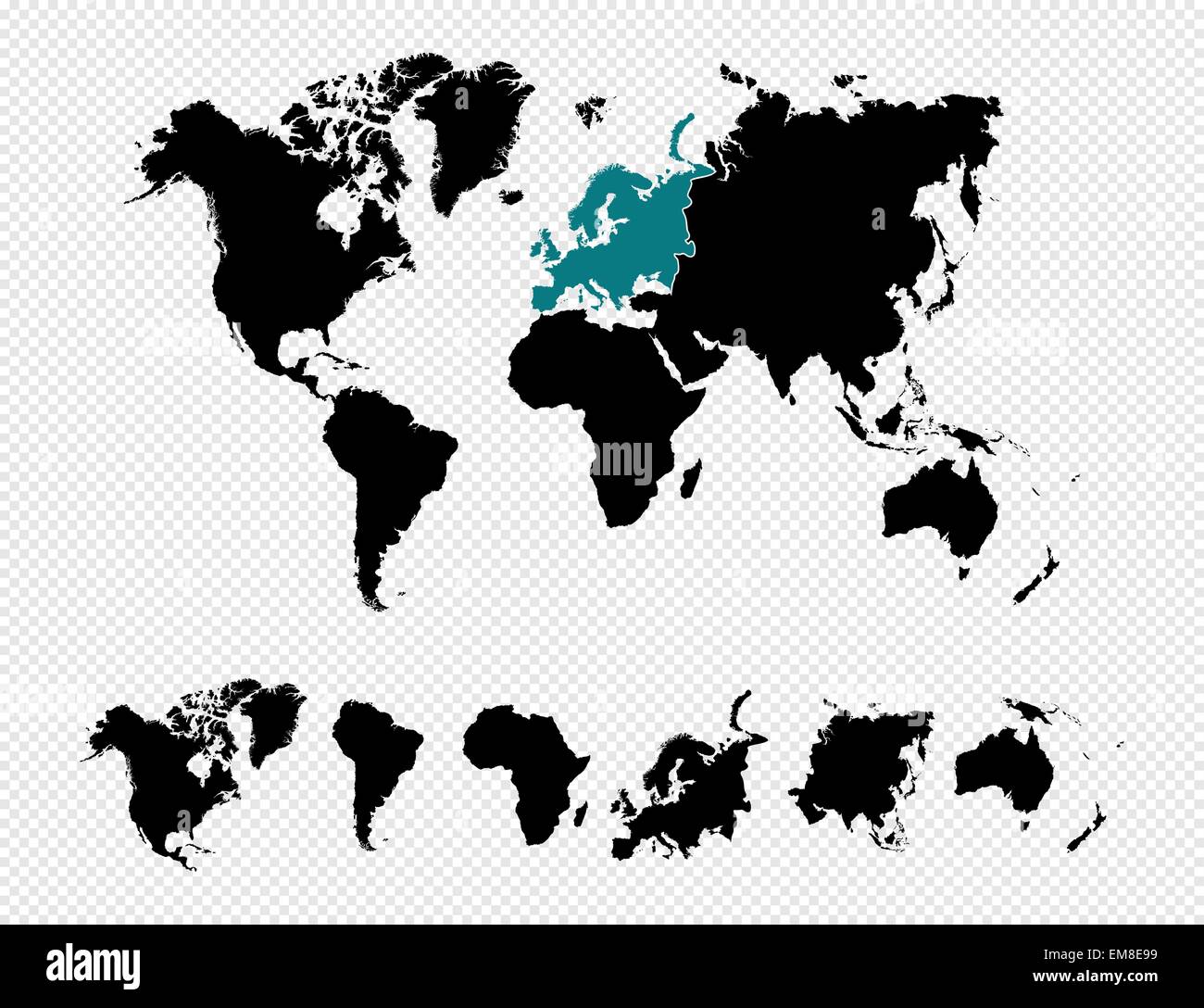 Black silhouette isolated World map EPS10 vector file Stock Vector ...