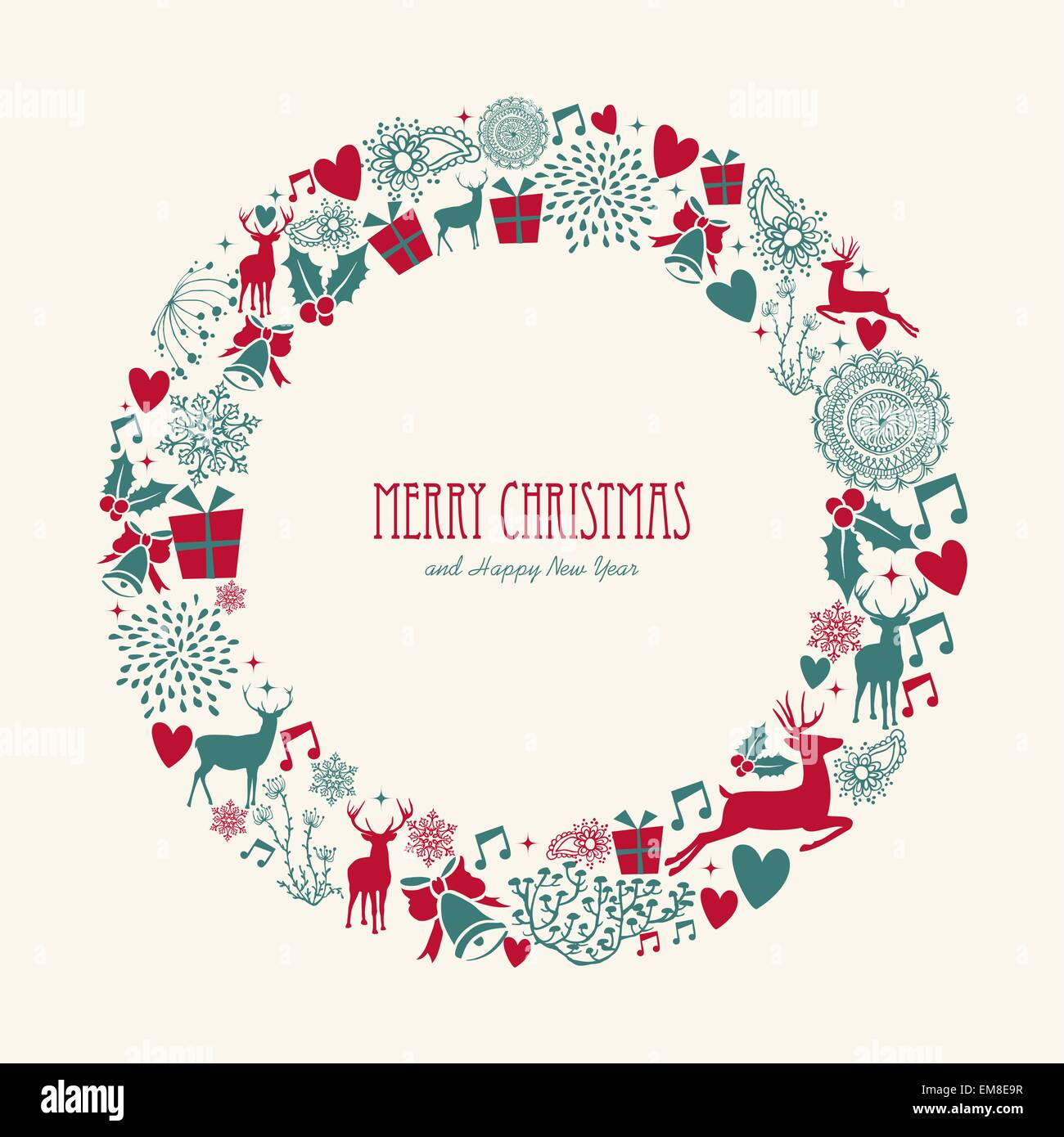 Merry Christmas elements decoration circle shape Stock Vector Image ...
