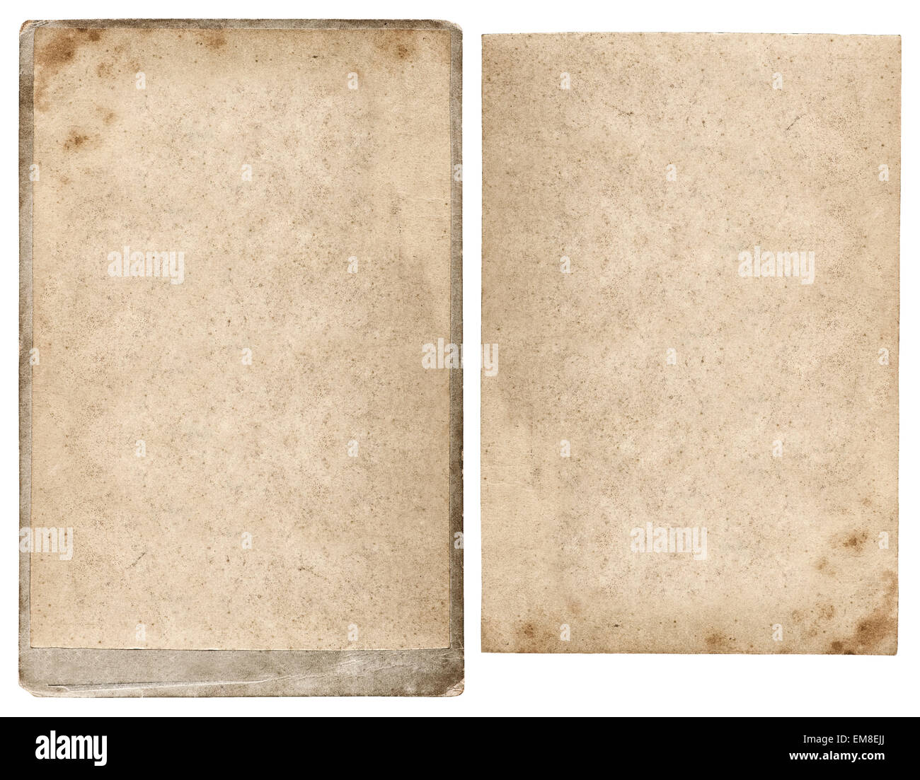Used paper sheet and cardboard isolated on white. Aged textured ...