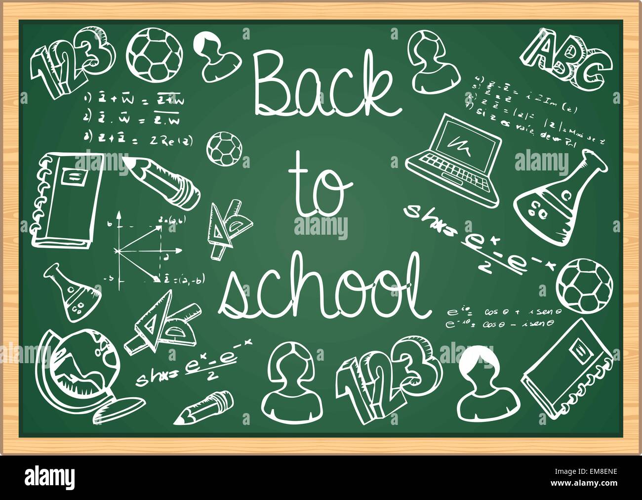 Education back to school icons over green chalkboard Stock Vector Image ...