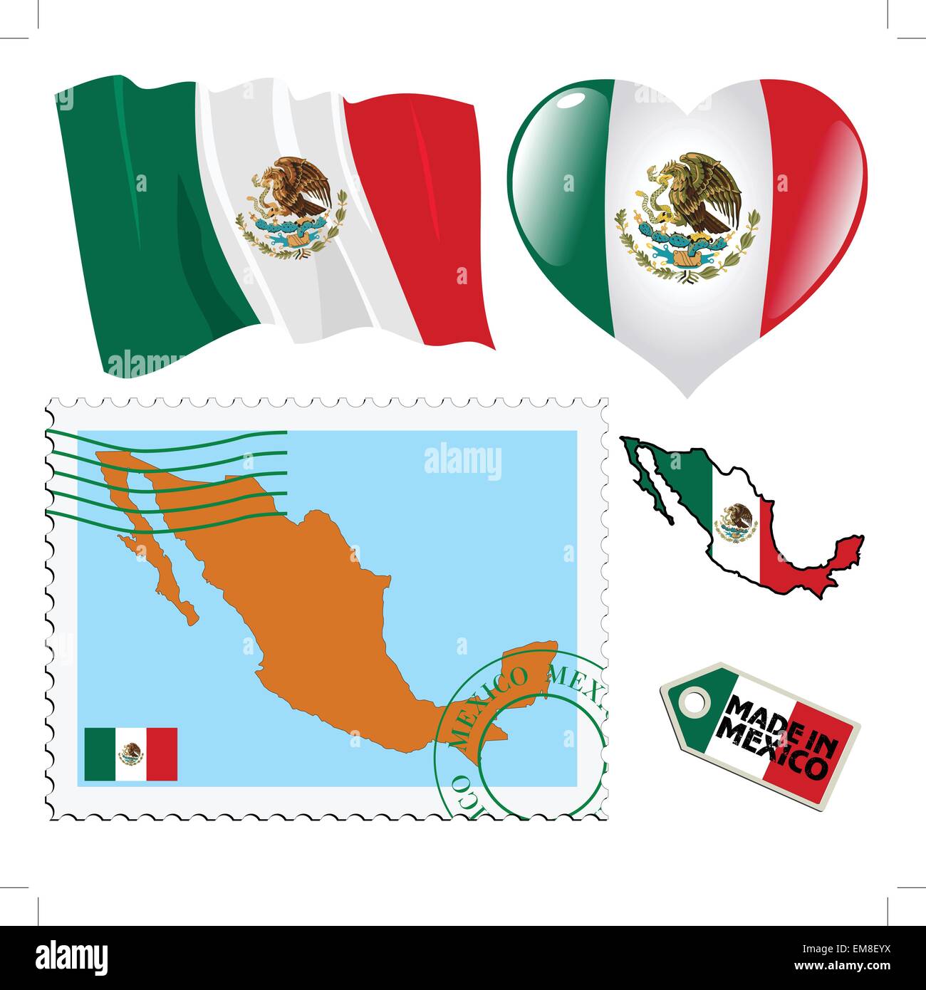 Mexico symbols map Cut Out Stock Images & Pictures - Alamy