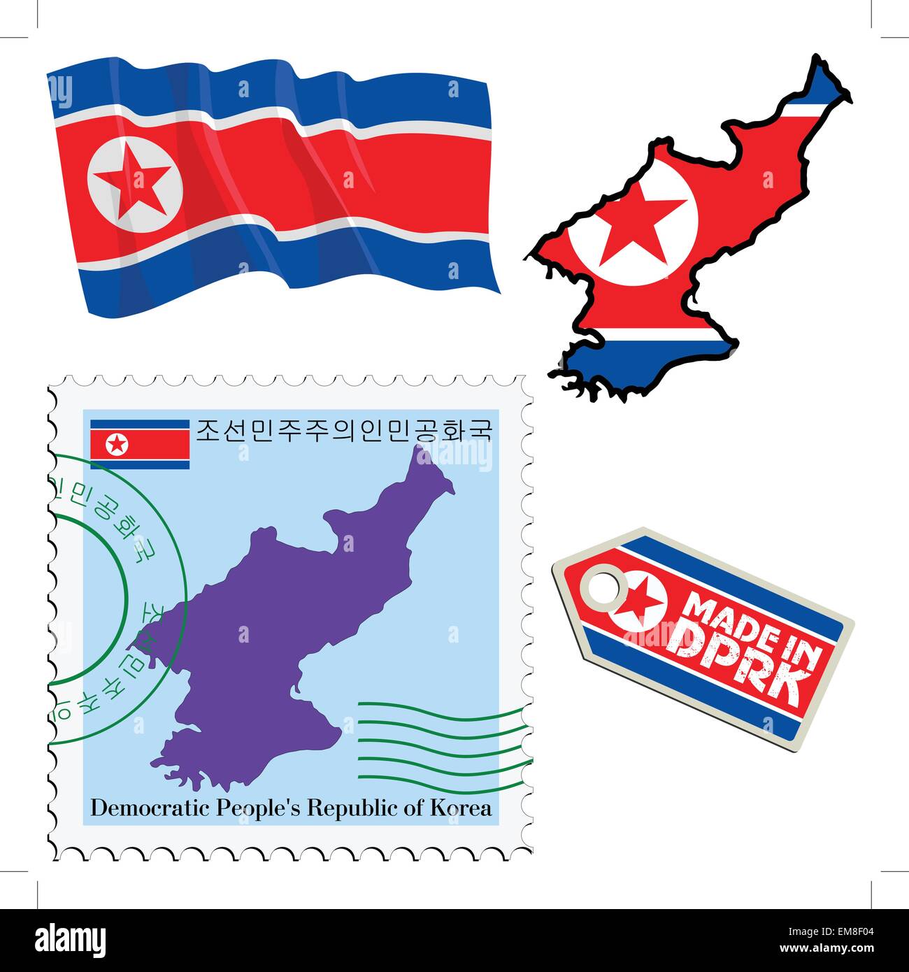 North korea flag map Stock Vector Images - Alamy