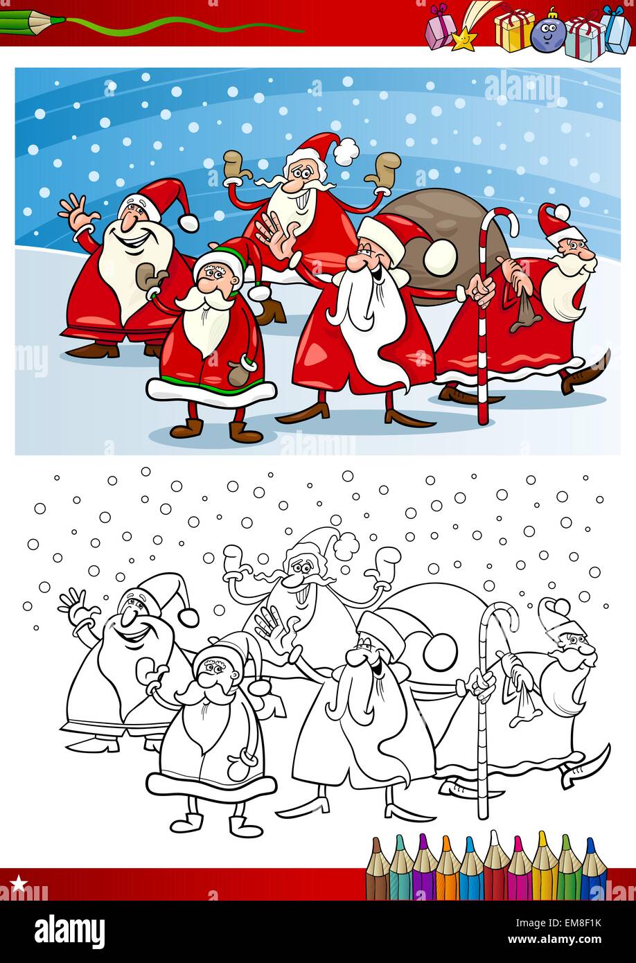 santa claus group coloring page Stock Vector Image & Art - Alamy