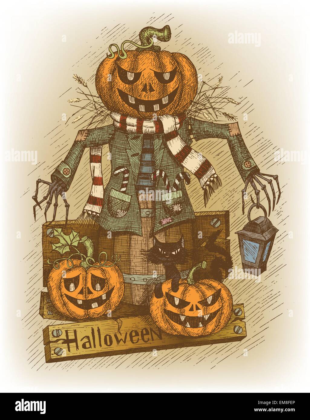 Halloween illustration drawn by hand Stock Vector Image & Art - Alamy