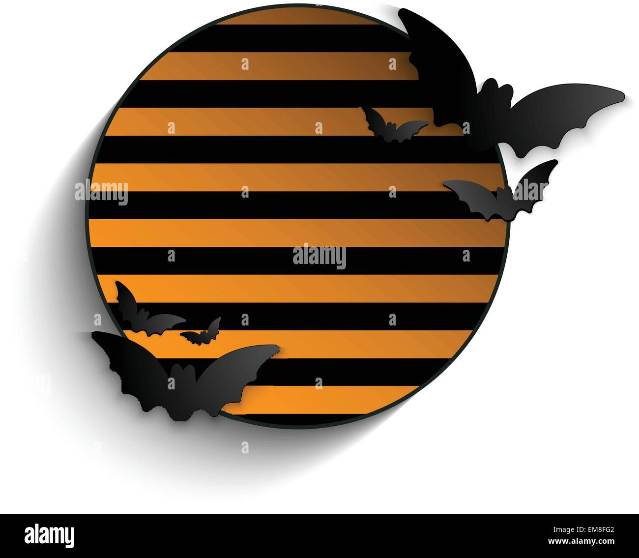 Halloween Bat Circle Frame Striped Background Vector Stock Vector Image ...