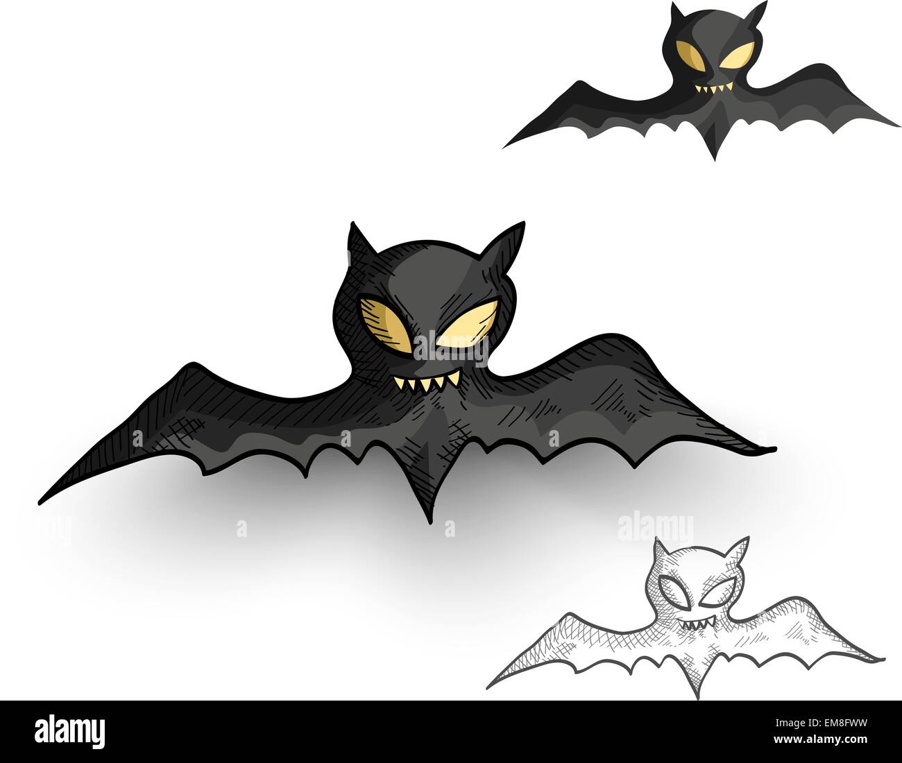 Halloween monsters spooky vampire bats isolated set Stock Vector Image ...