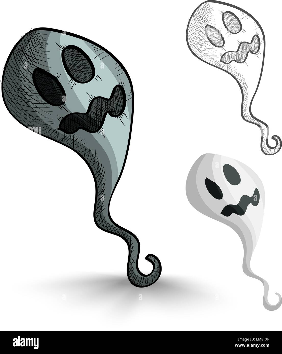 Halloween monsters isolated spooky ghosts set Stock Vector Image & Art ...
