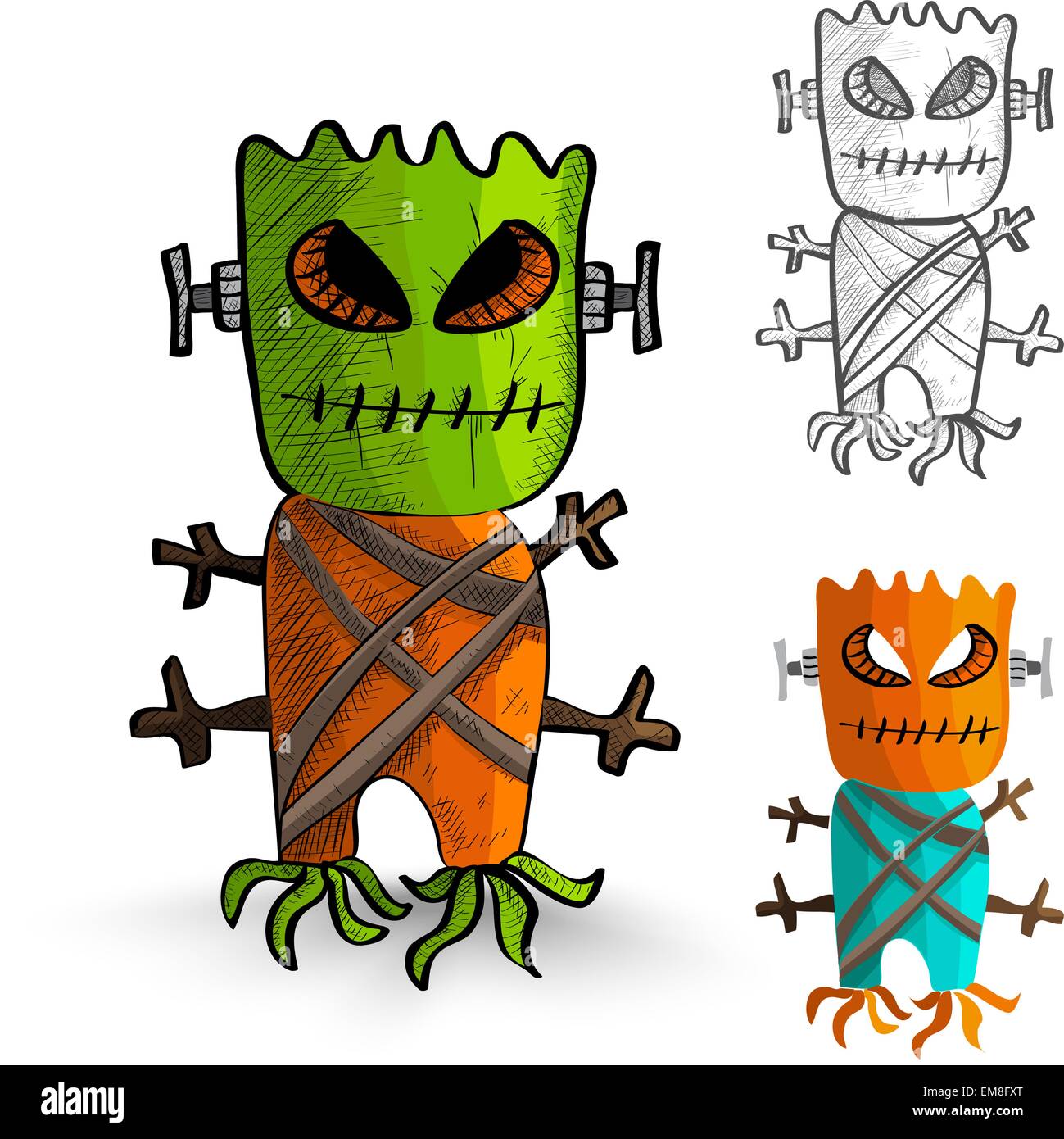 Halloween monsters isolated sketch style creatures set Stock Vector ...