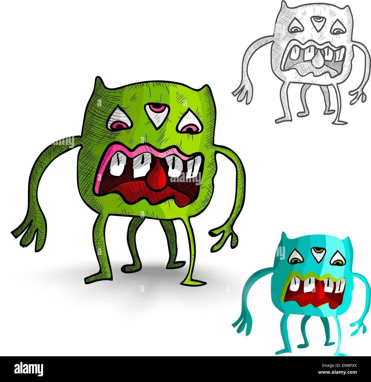 Halloween monsters isolated sketch style creatures set Stock Vector ...