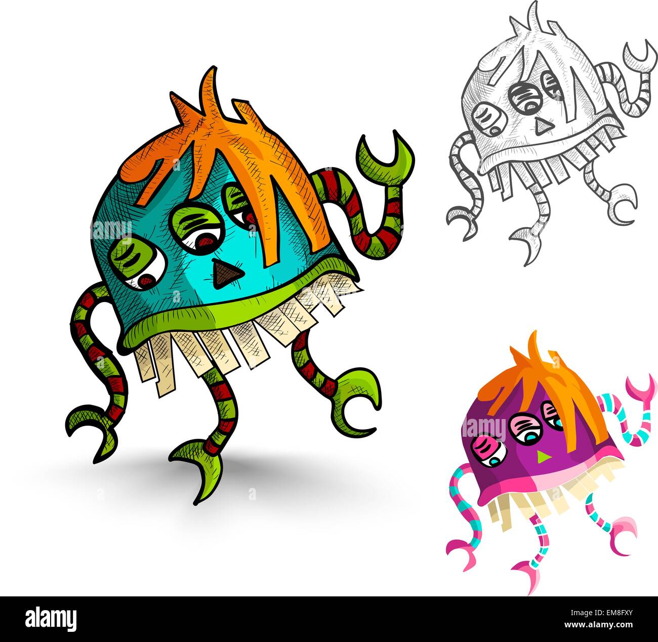 Halloween monsters isolated sketch style creatures set Stock Vector ...