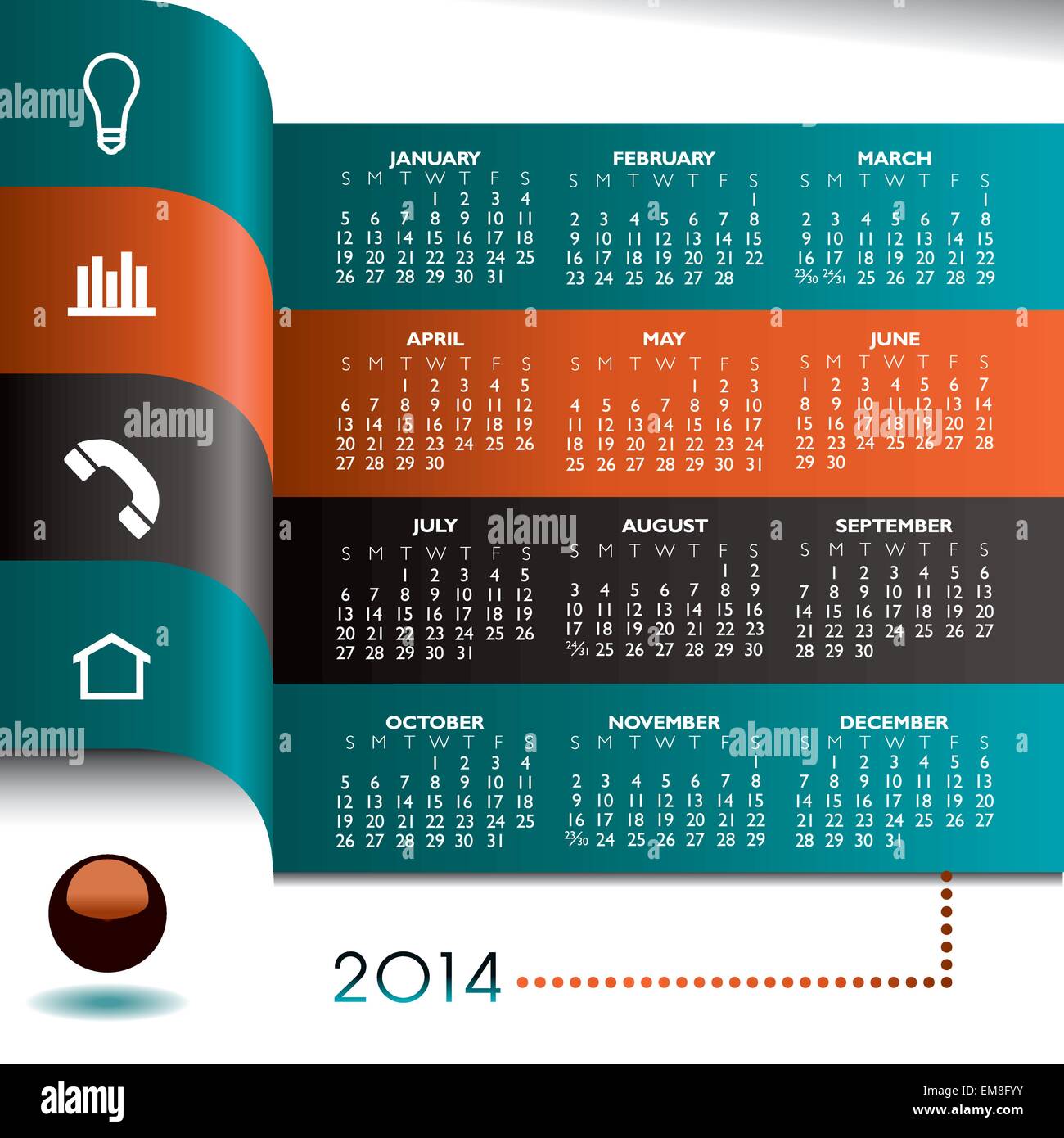 2014 Creative Infographic Calendar Stock Vector Image & Art - Alamy