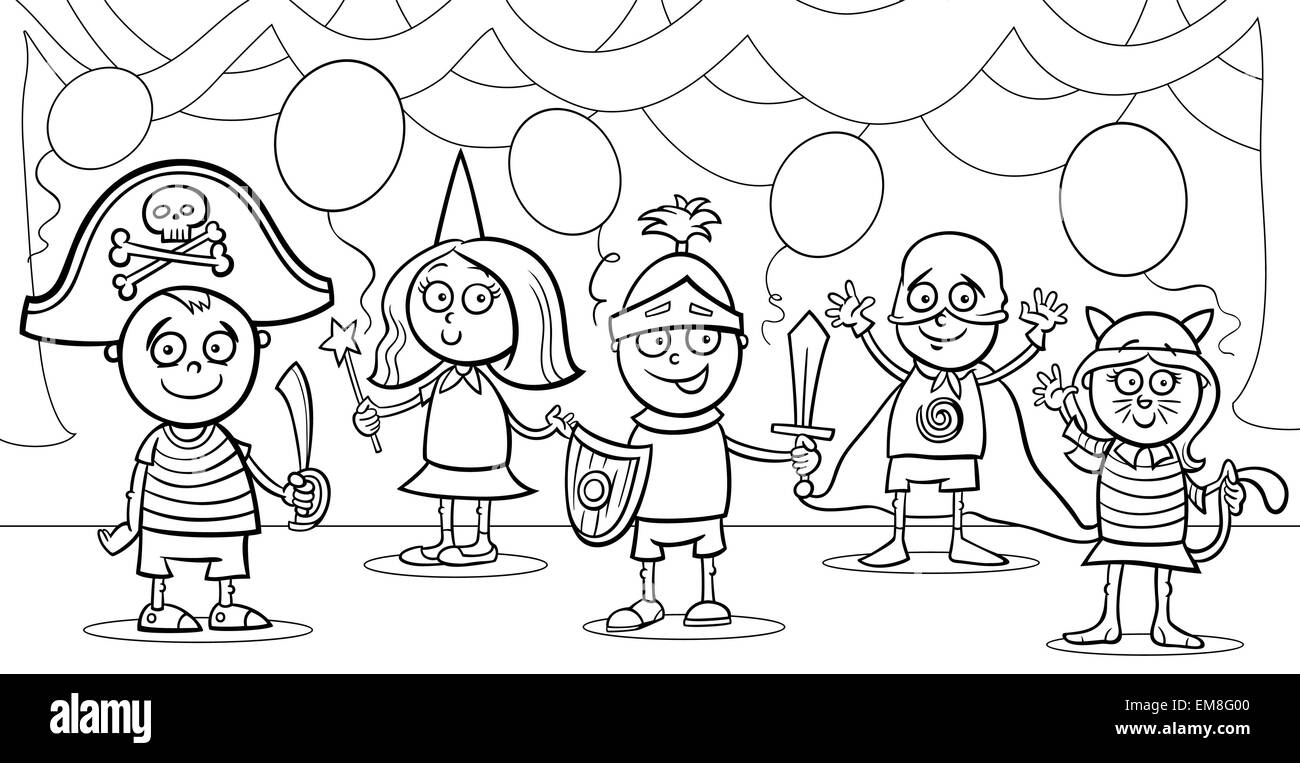 children at fancy ball coloring page Stock Vector Image & Art - Alamy