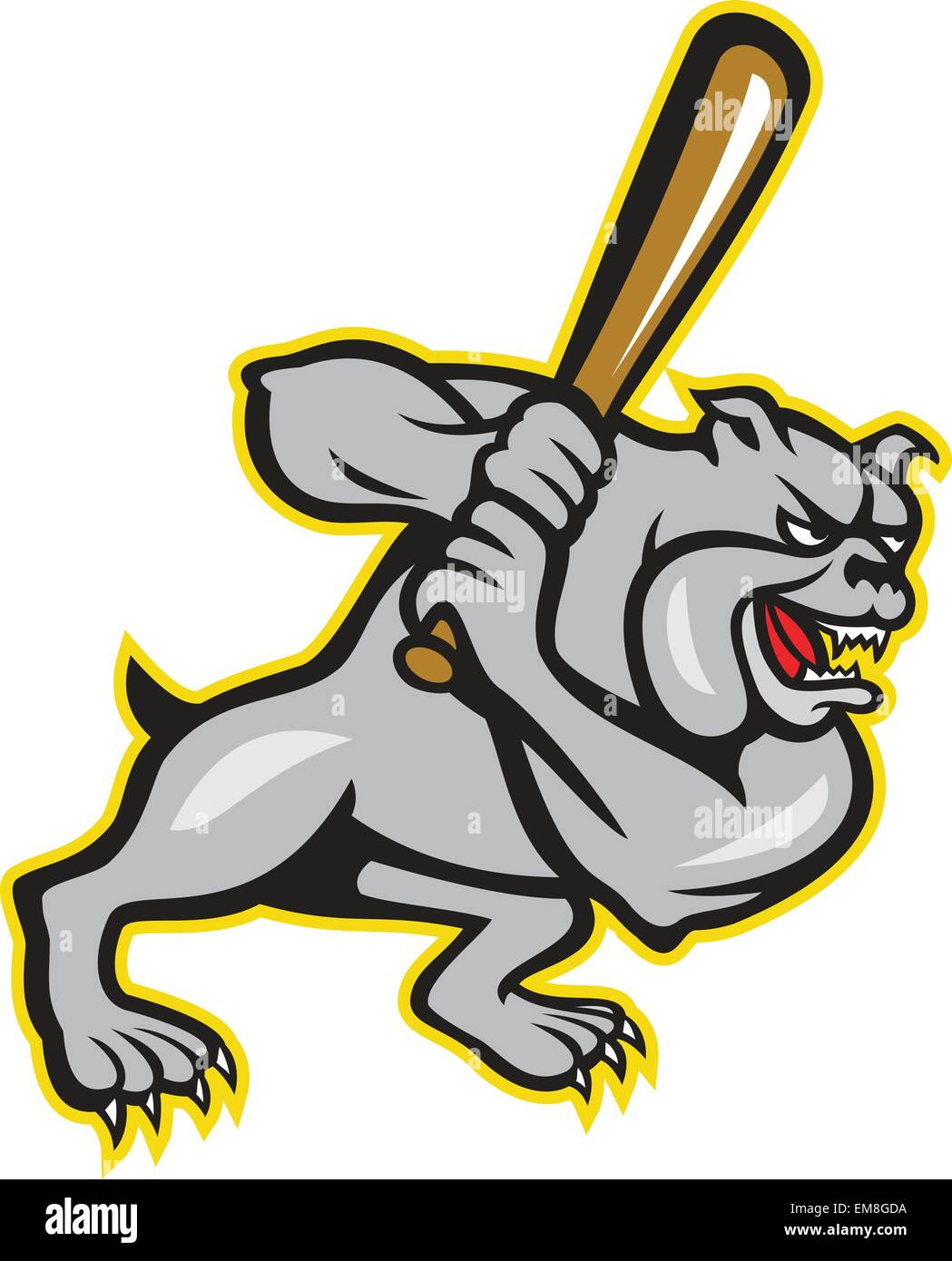 Bulldog Dog Baseball Hitter Batting Cartoon Stock Vector Image & Art ...