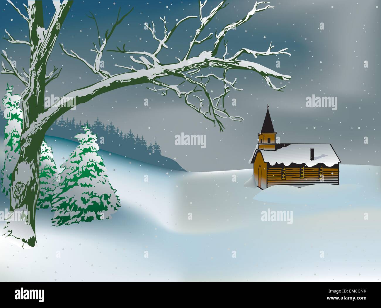 Frost covered winter forest Stock Vector Images - Alamy