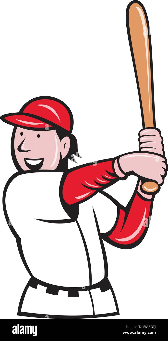 Cartoon illustration baseball player bat Stock Vector Images - Alamy