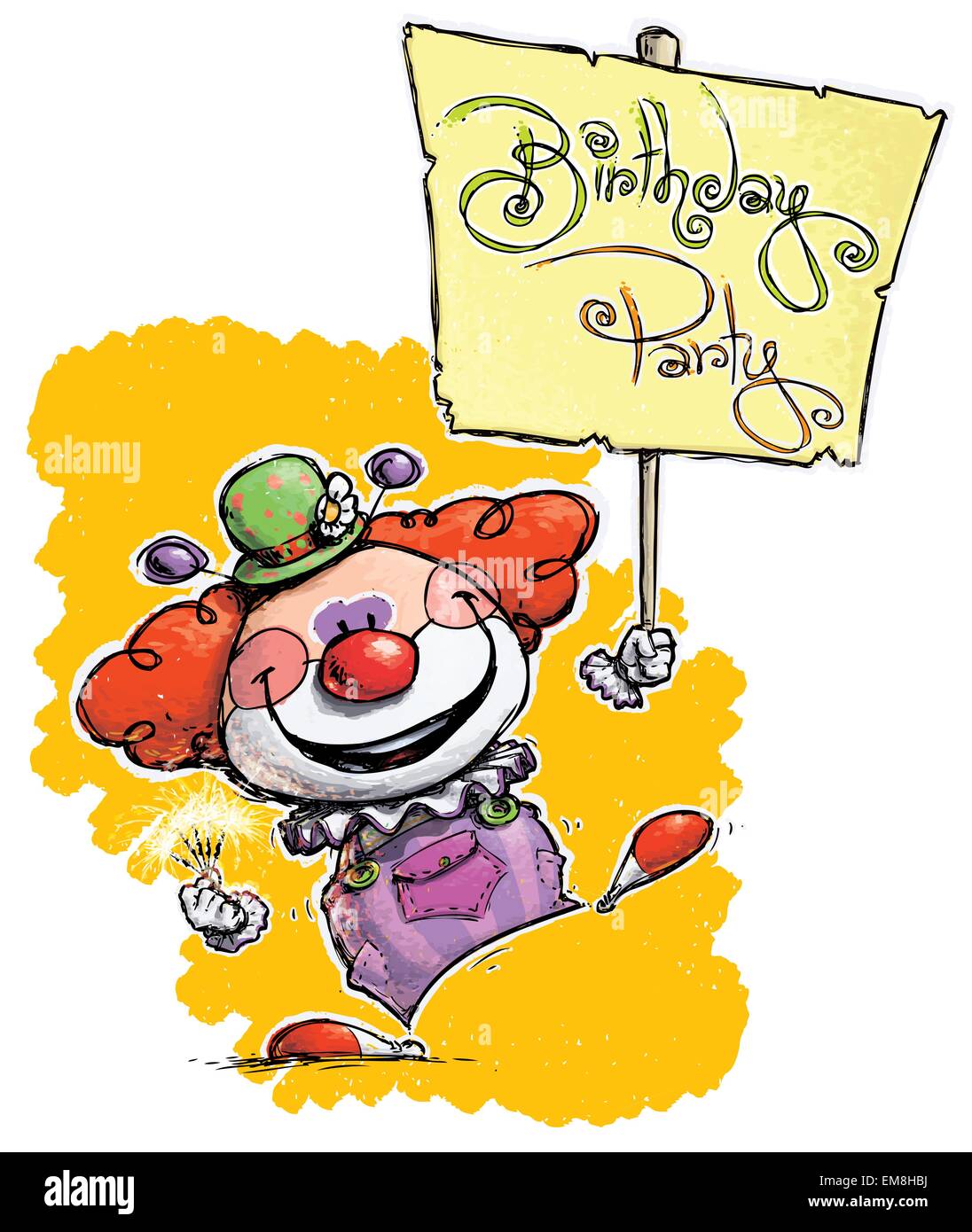 Clown Holding a Birthday Party Placard Stock Vector Image & Art - Alamy