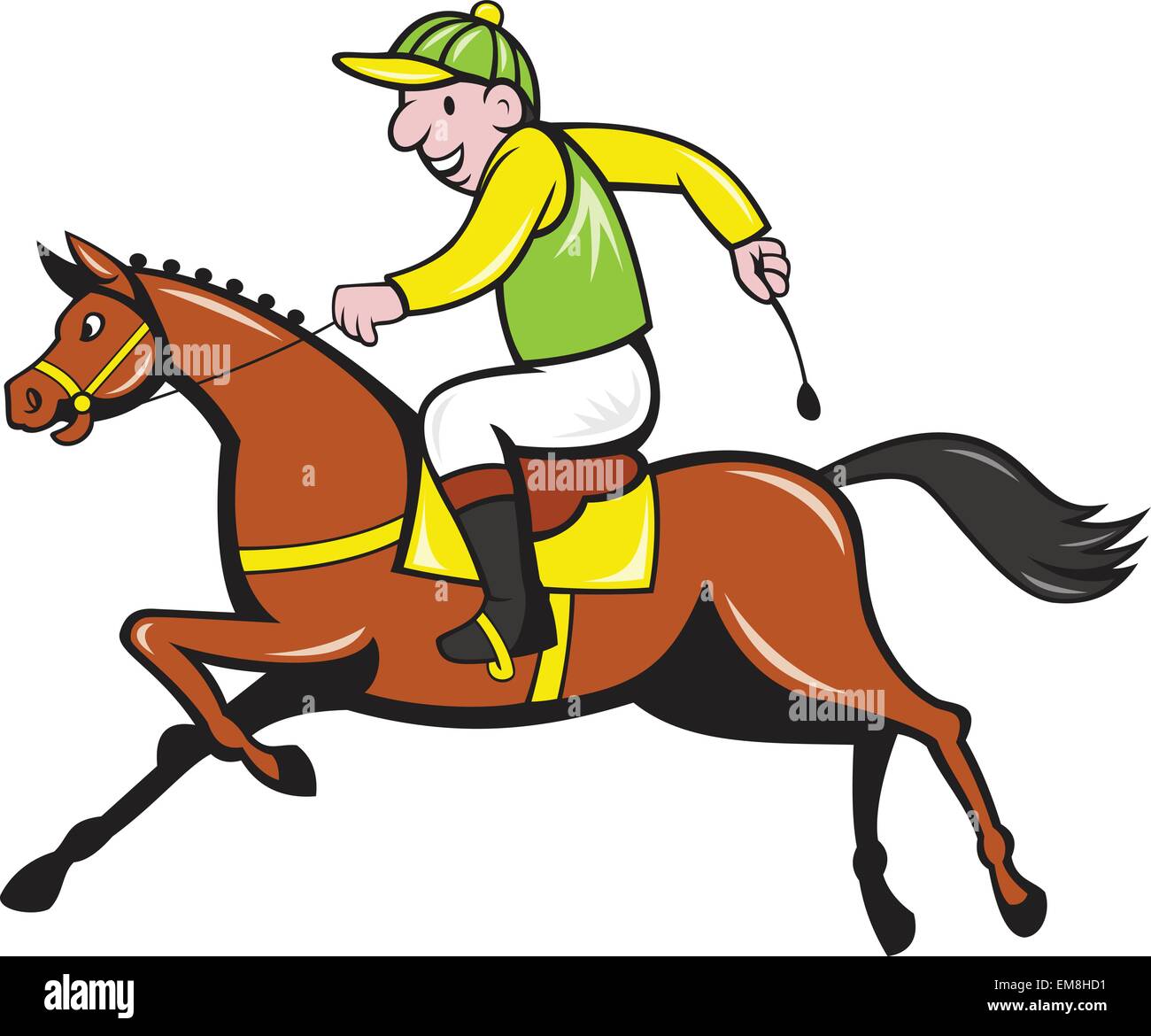 Cartoon Jockey And Horse Racing Side Stock Vector Image & Art - Alamy