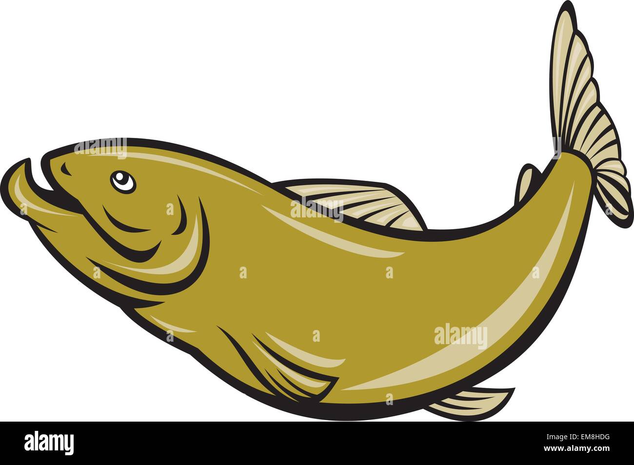 cartoon trout fish jumping side Stock Vector Image & Art - Alamy