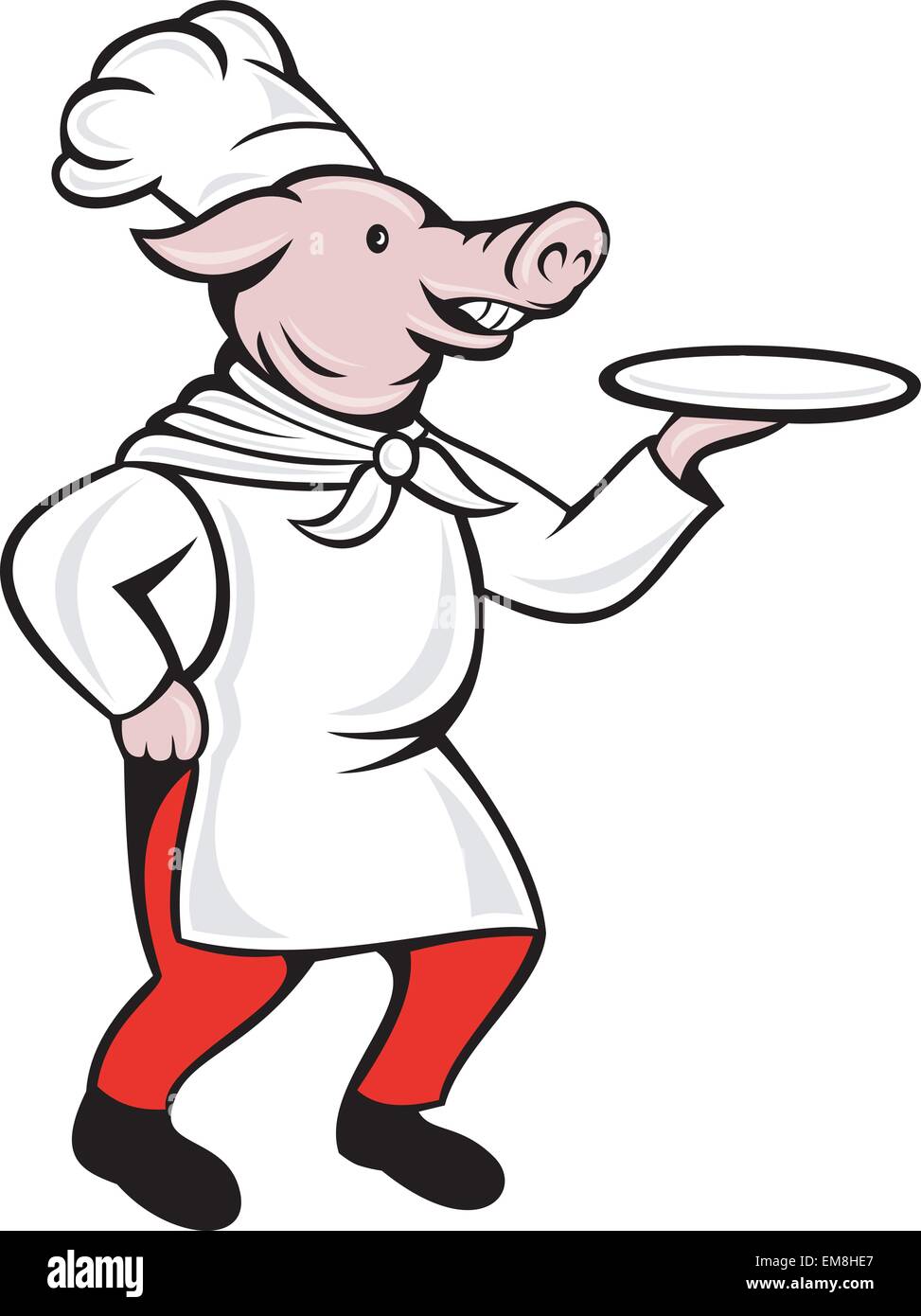 cartoon pig chef cook baker serving platter Stock Vector Image & Art ...