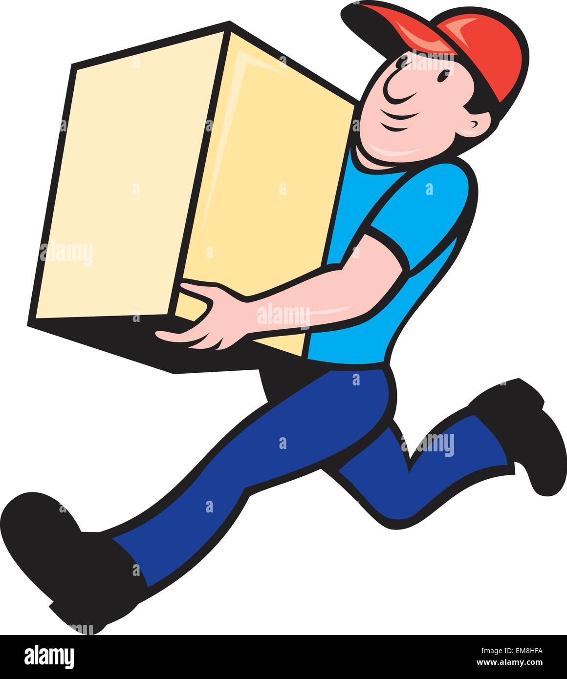 delivery person worker running delivering box Stock Vector Image & Art ...