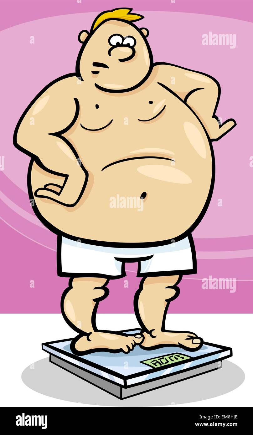 overweight man on weight Stock Vector Image & Art - Alamy