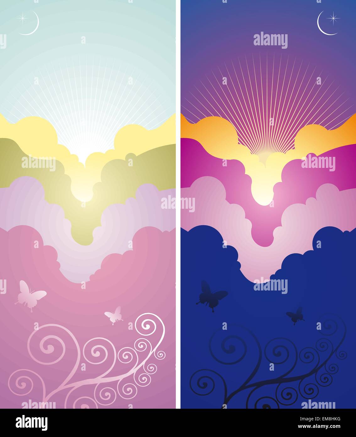 Set of sunset and sunrise banners Stock Vector Image & Art - Alamy