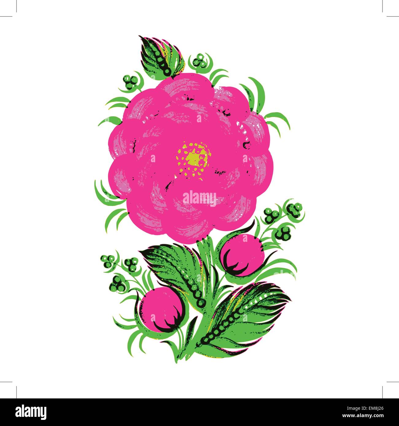 Retro folk art flower Cut Out Stock Images & Pictures - Alamy