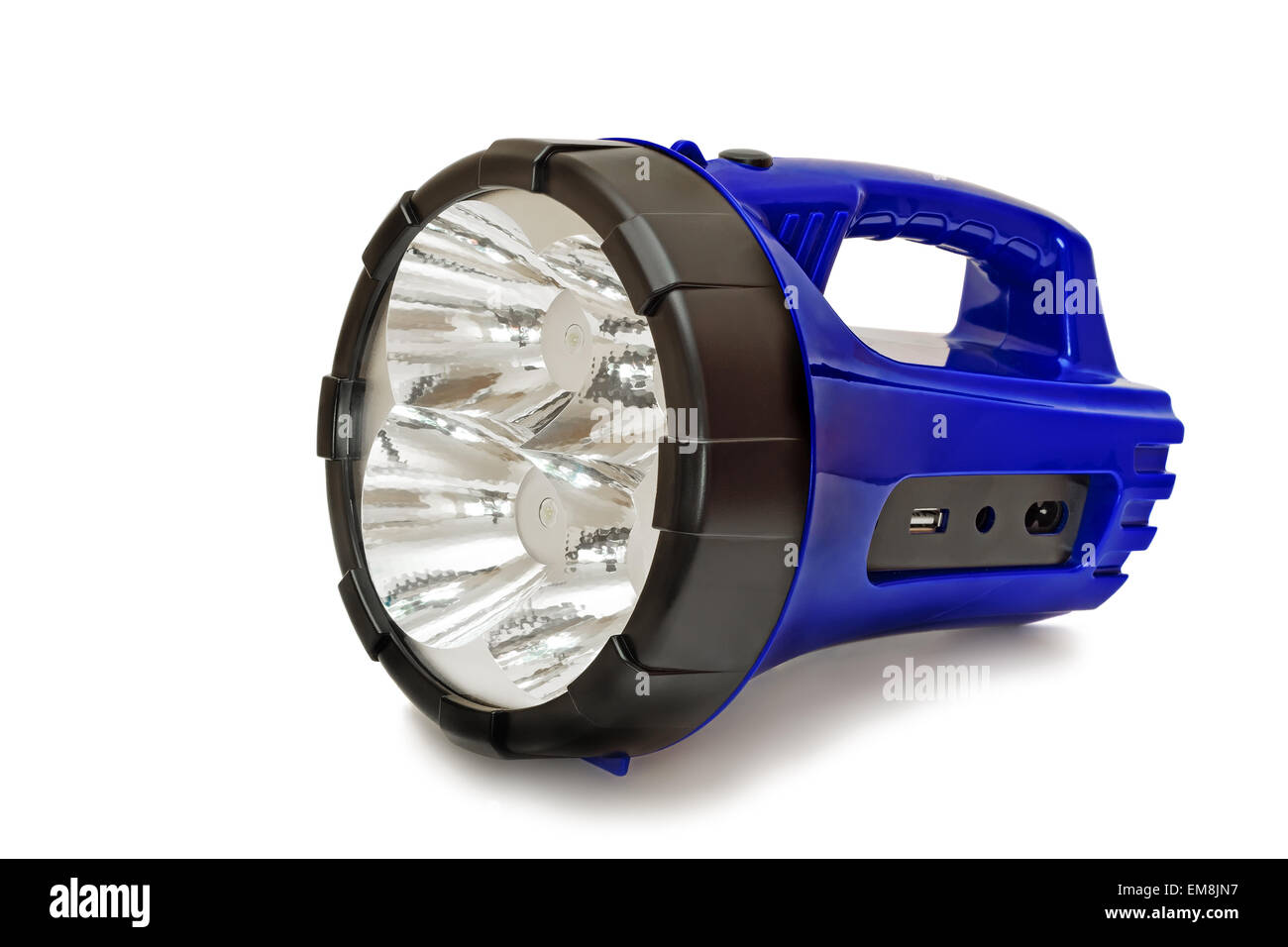 Comfortable small battery electric torch orange. Presented on a white ...