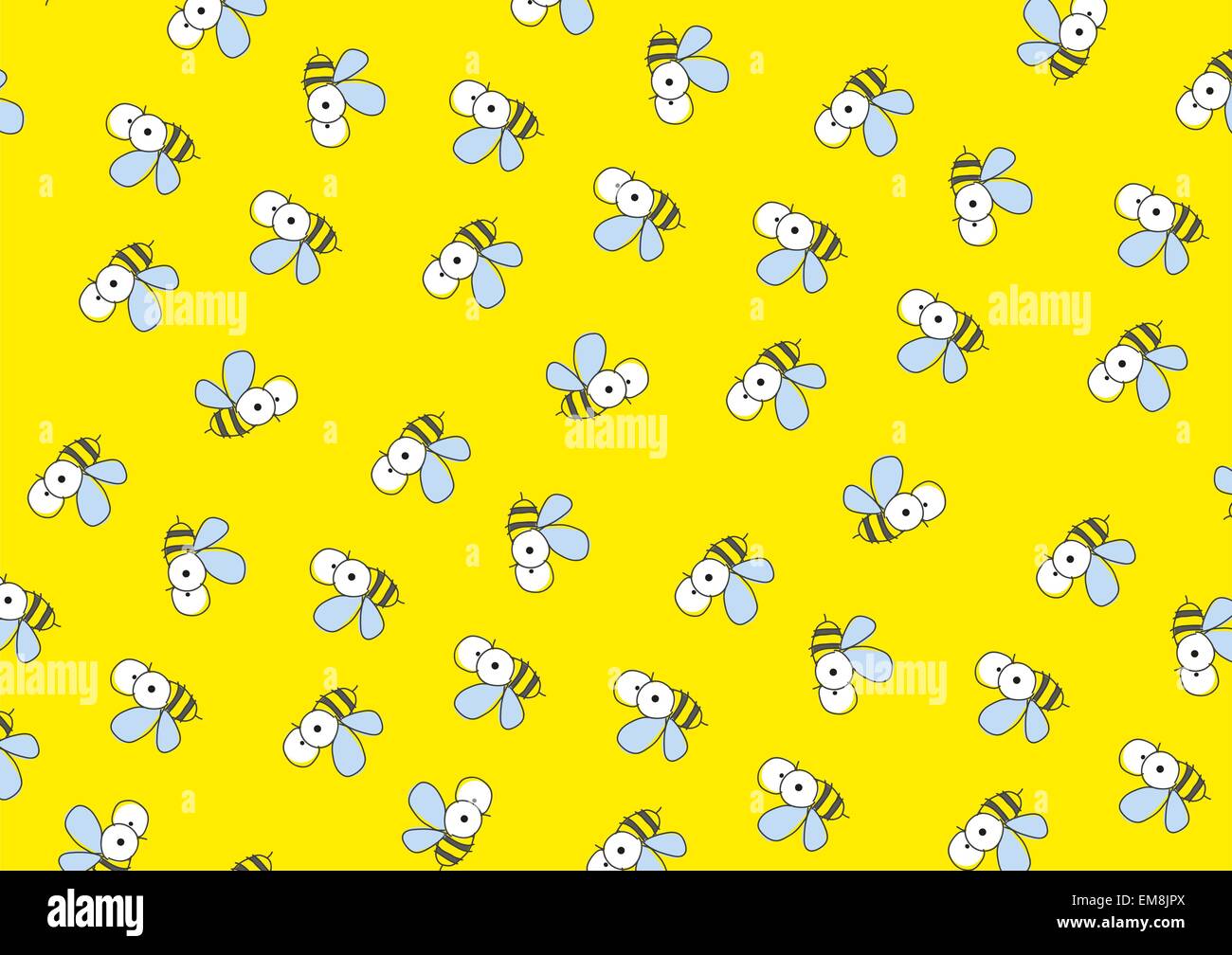 Yellow Background With Bees Stock Vector Image & Art - Alamy