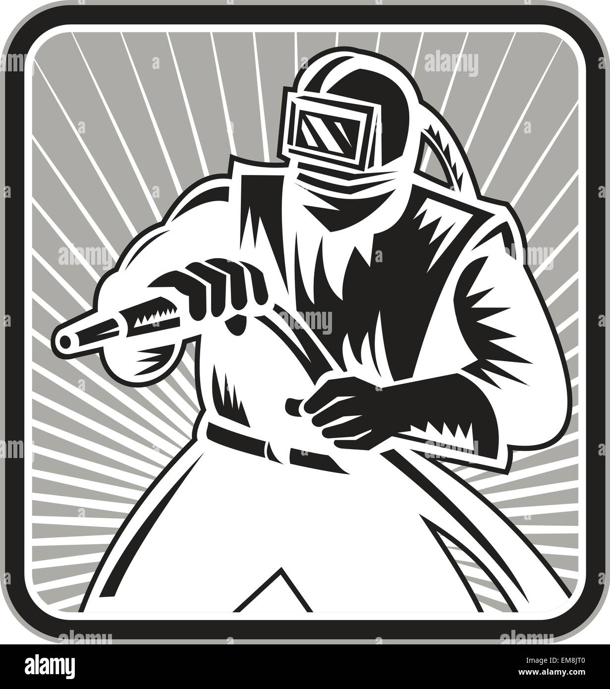 Sandblaster Sand Blaster Woodcut Retro Stock Vector Image & Art - Alamy