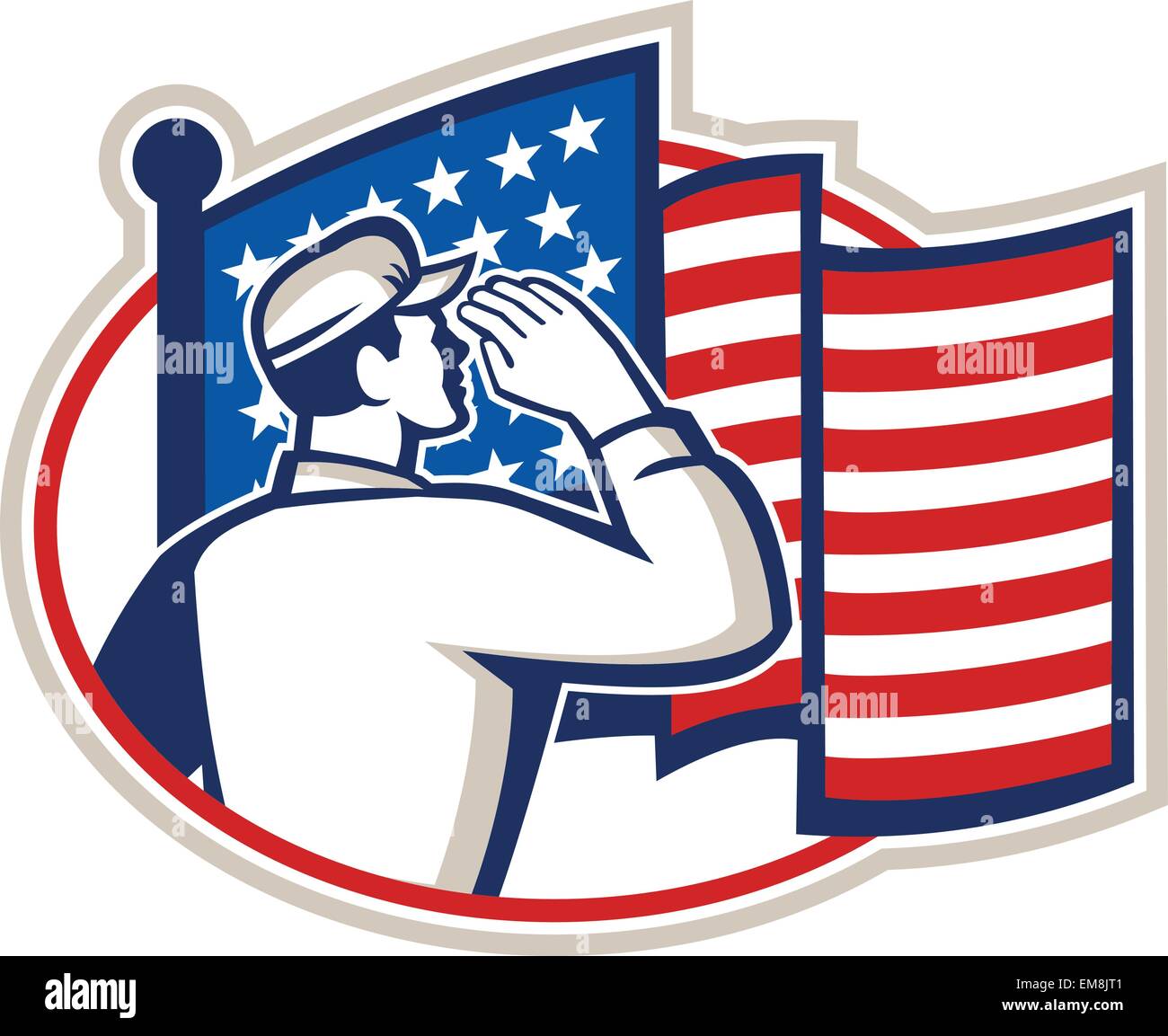 American Soldier Salute Flag Retro Stock Vector Image & Art - Alamy